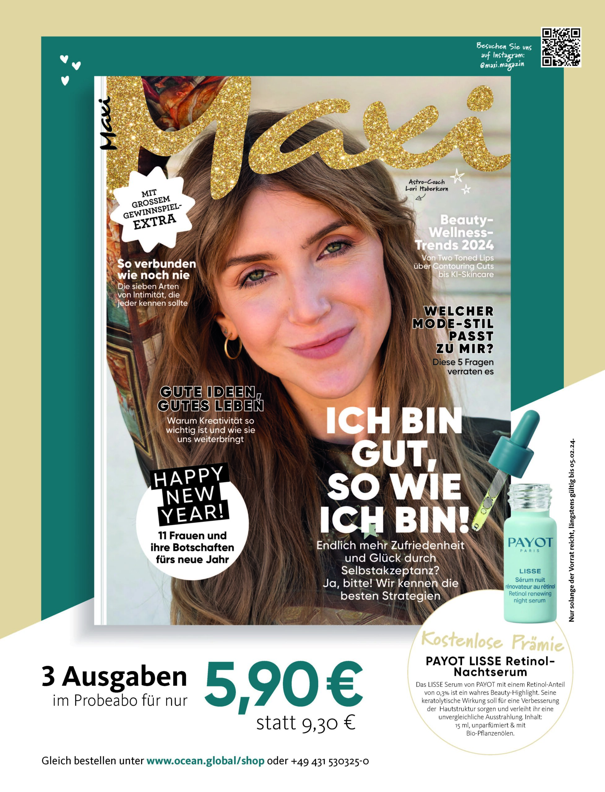 MAXI – Probeabonnement mit 3 Ausgaben plus Geschenk (PAYOT LISSE ...
